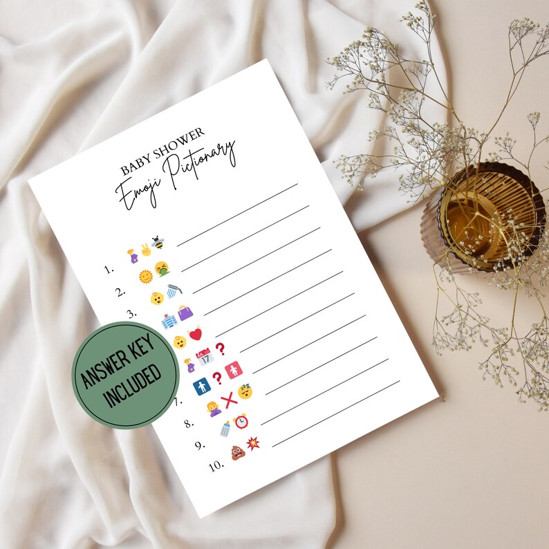 Baby Shower Game, Emoji Pictionary Game, Baby Shower Activity, Instant ...