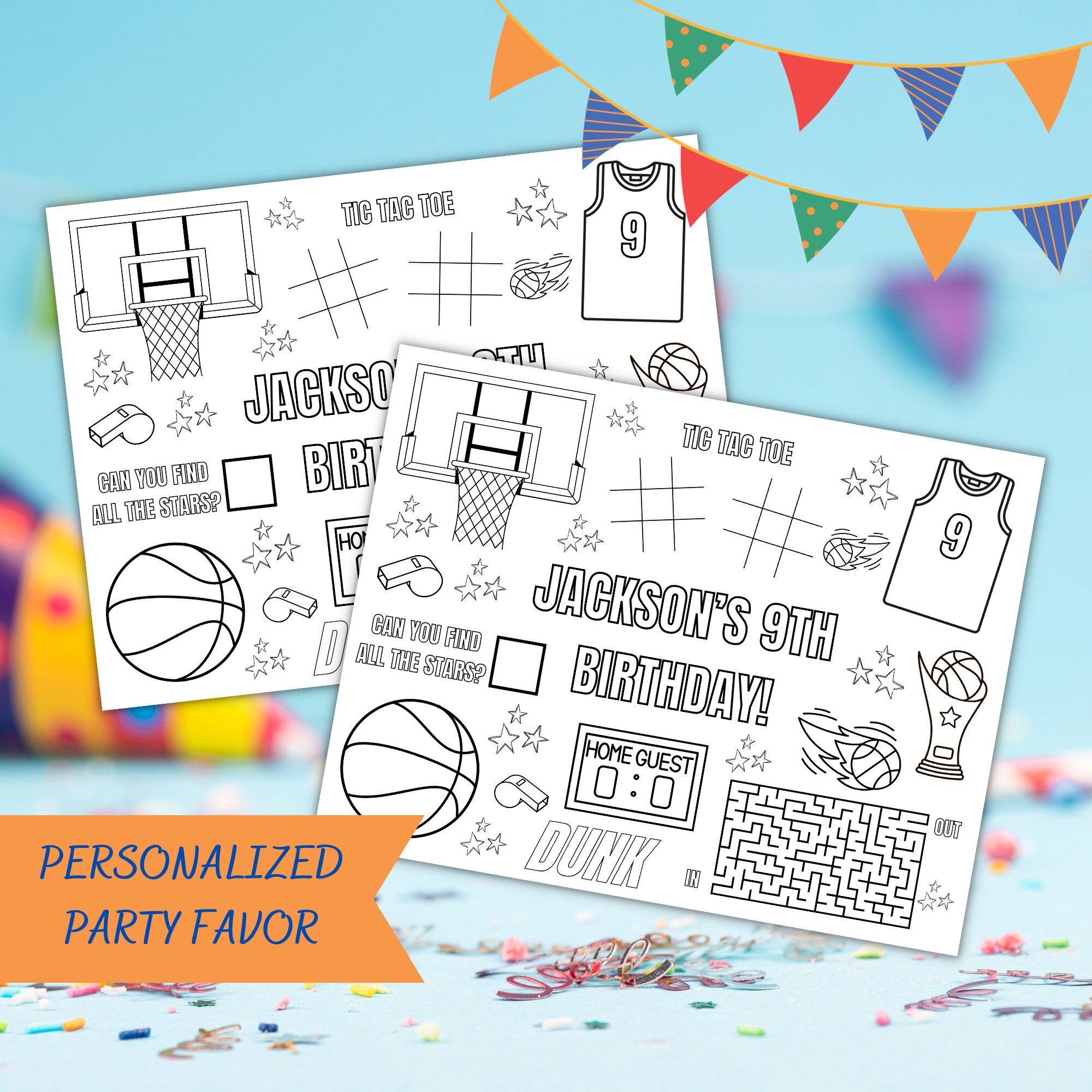 Basketball Party Activity Sheet Personalized Activity - Etsy