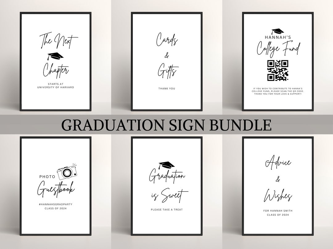 Graduation Sign Template, College Fund QR Code Sign, Grad Party Sign ...