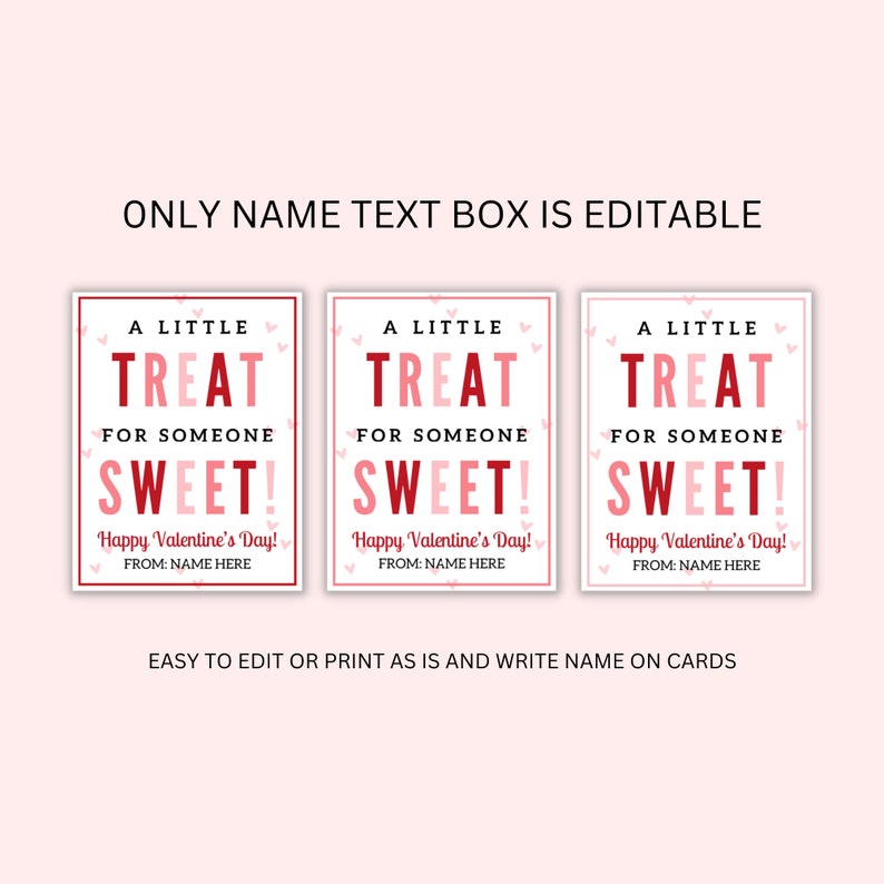 Valentines Day Sweet Treat Tag, Valentines Day Cards for Kids Classroom ...