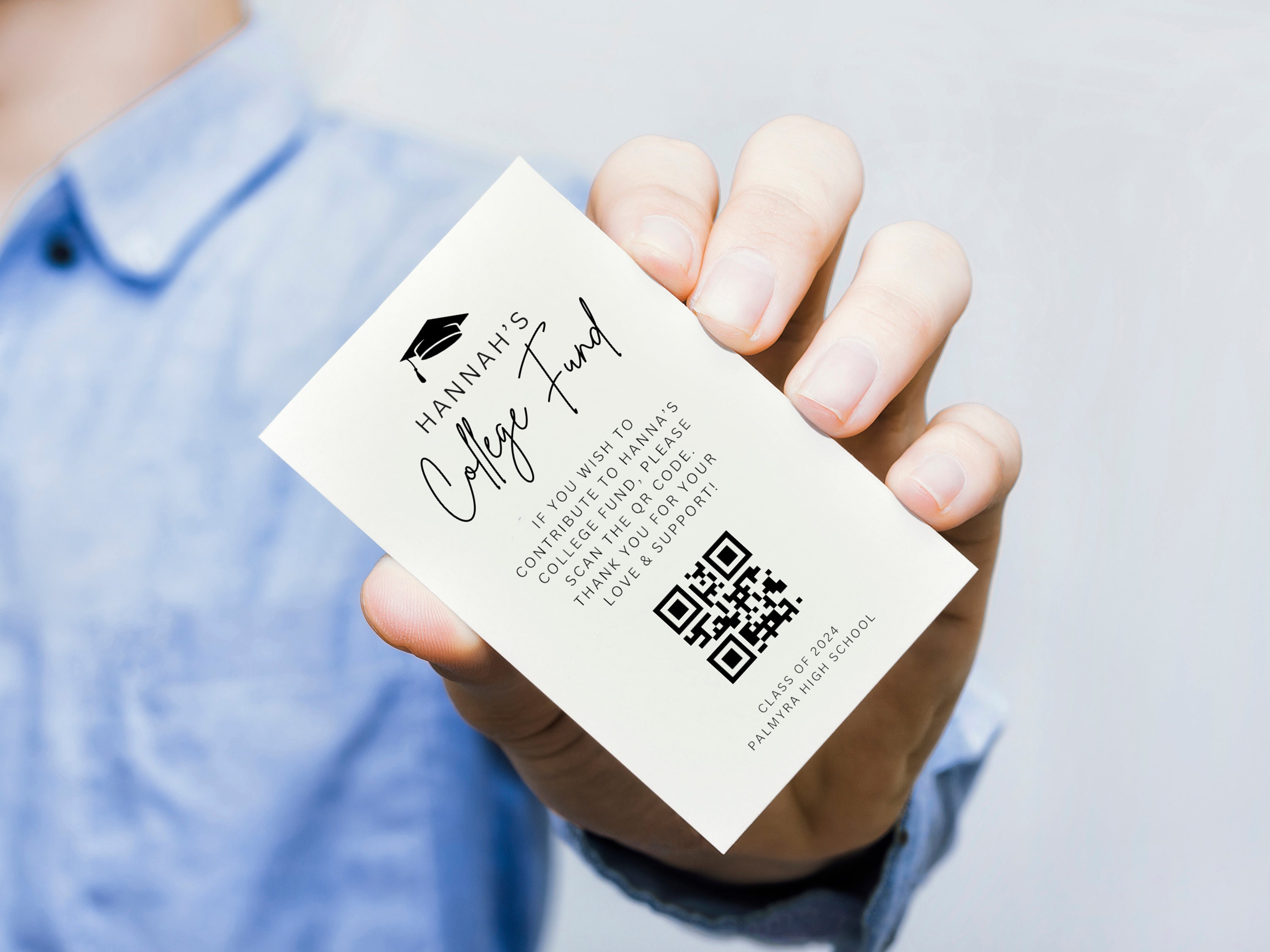 Graduation College Fund QR Code Insert Card: Canva Template (digital ...