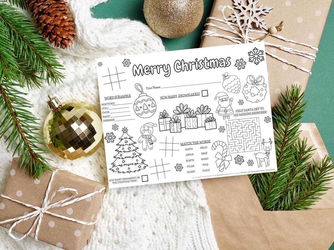 Christmas Activity Placemat: Kids Coloring Page (instant Download) - Etsy