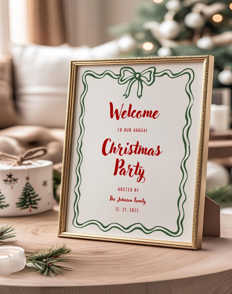 Christmas Party Welcome Sign Template: Elegant Holiday Poster (canva ...