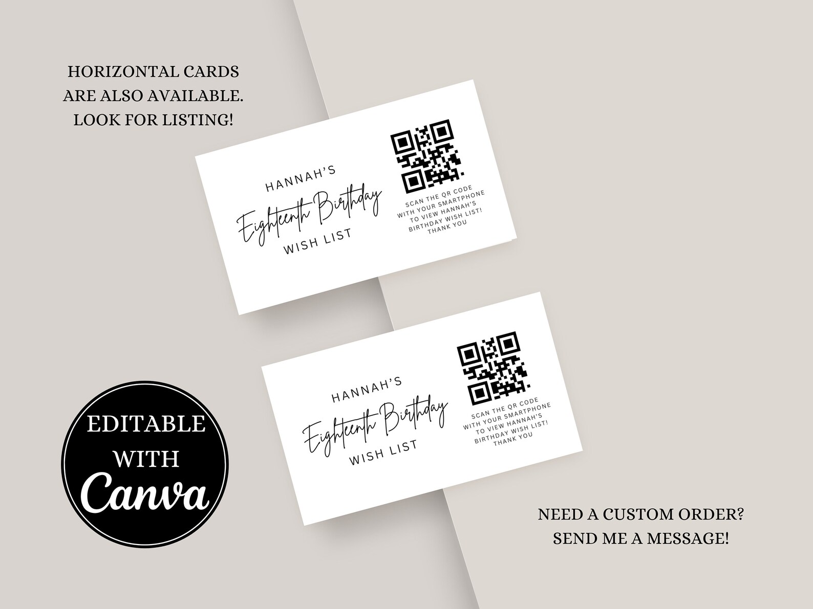 Birthday Wish List QR Code Insert Card Template (digital Download) - Etsy