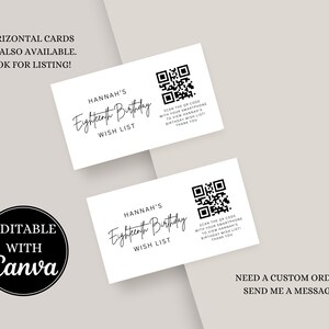 Birthday Wish List QR Code Insert Card Template (digital Download) - Etsy