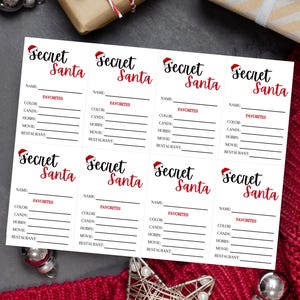 Printable Secret Santa Questionnaire, Christmas Gift Exchange (digital ...
