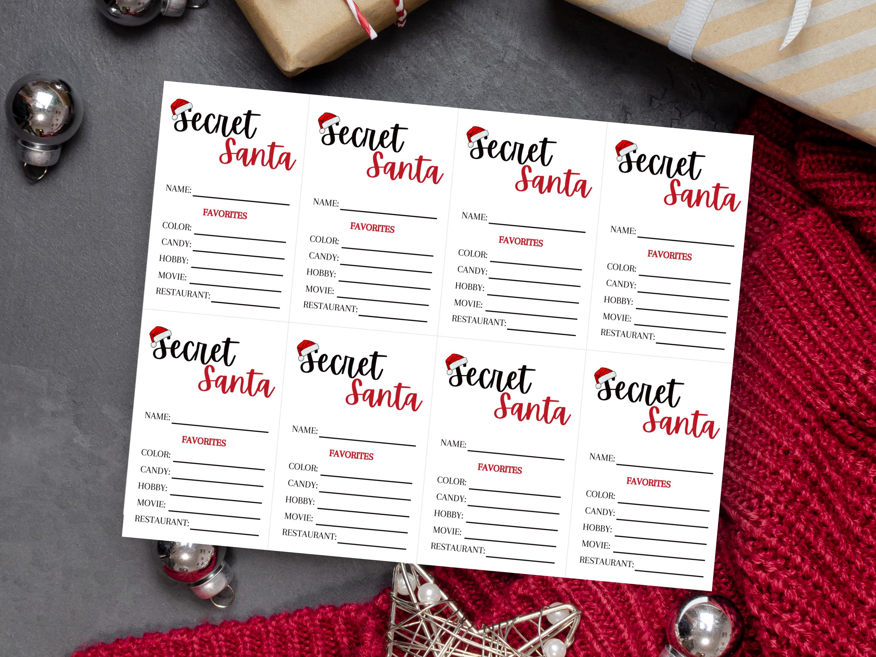 Printable Secret Santa Questionnaire, Christmas Gift Exchange (digital ...