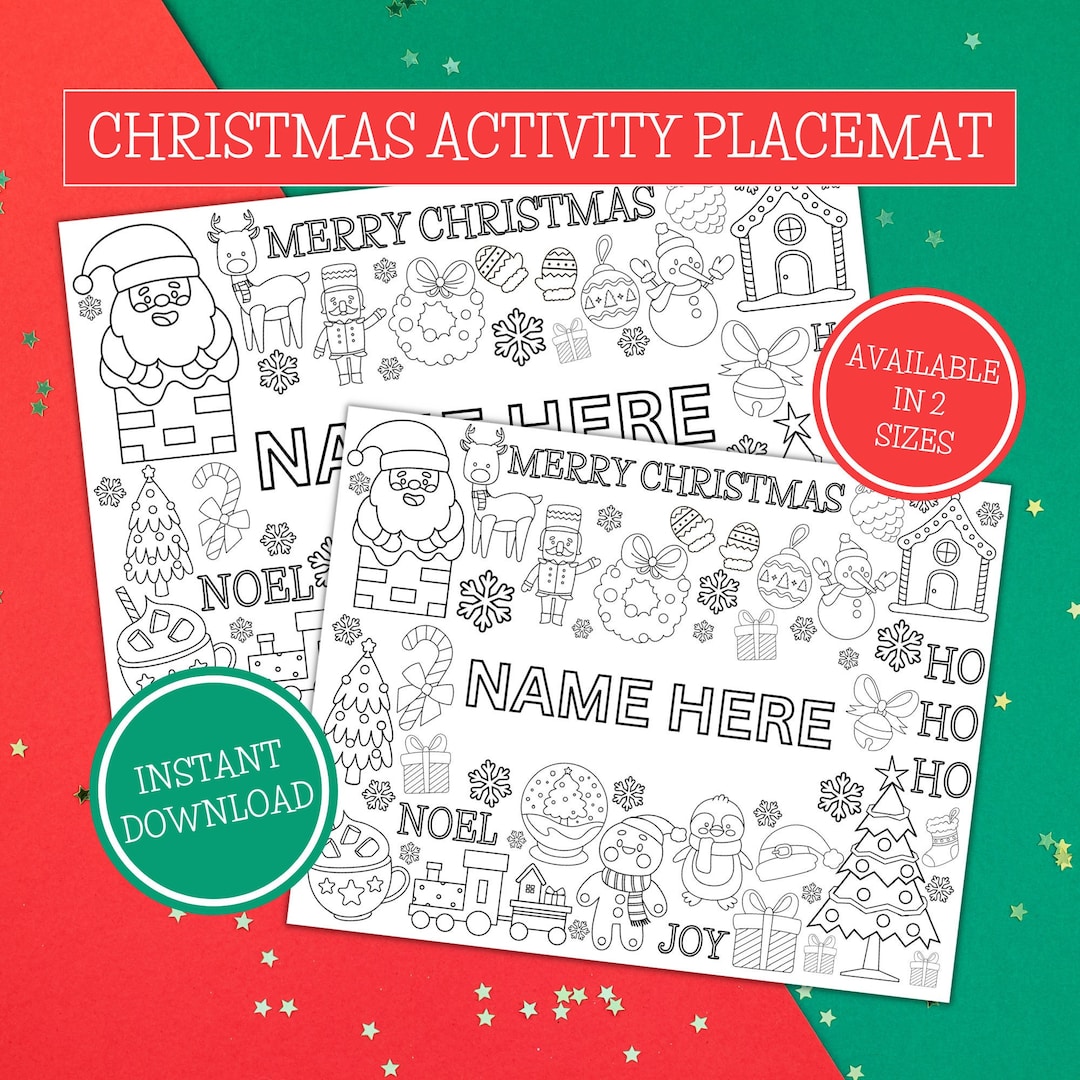 Christmas Activity Placemat, Coloring Sheets, Printable Coloring ...