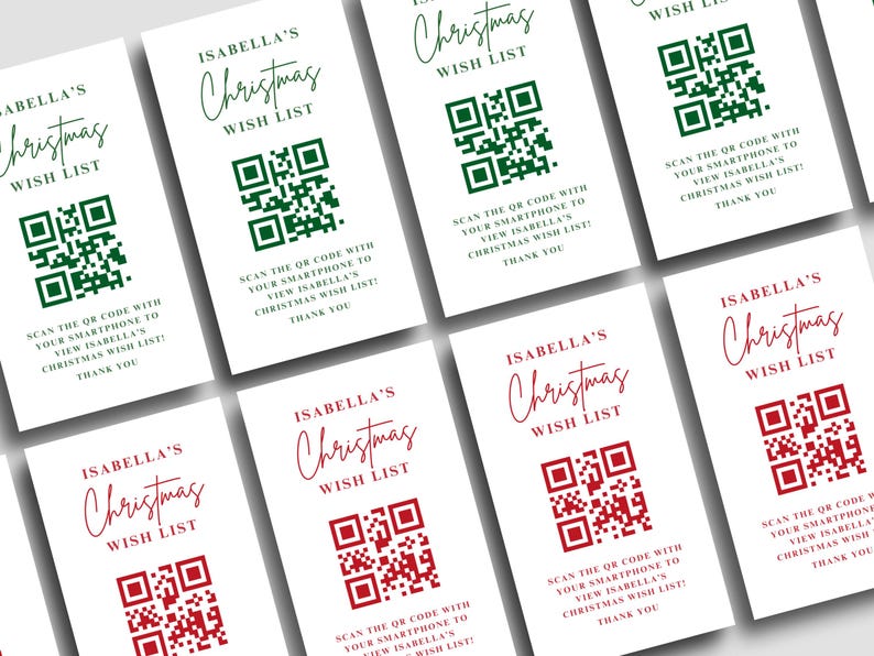 Christmas Wish List QR Code Card Insert: Canva Template (digital ...
