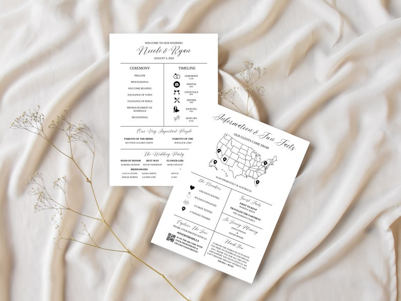 Wedding Infographic Program Template: Fun Facts, Timeline (canva ...