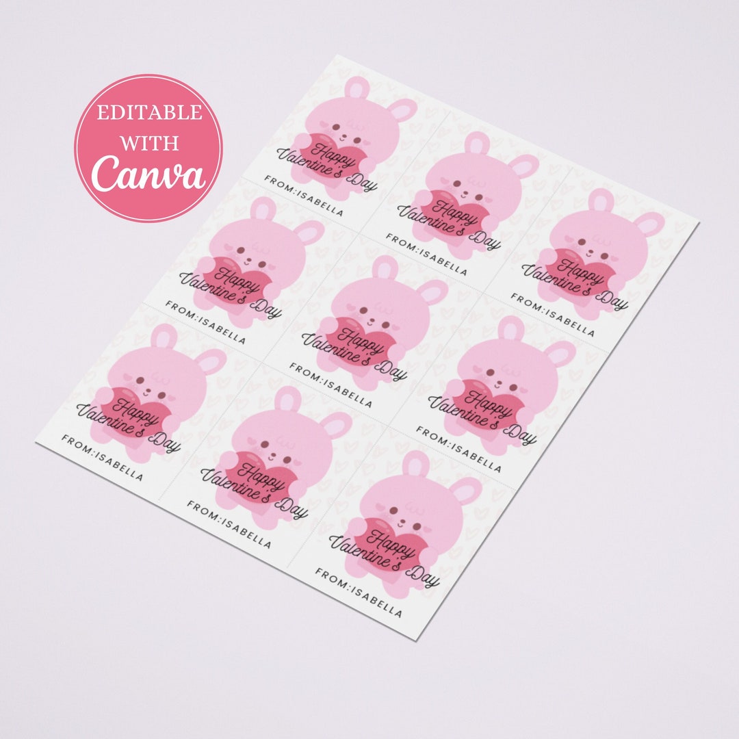 Kawaii Bunny Valentine Cards | Printable Classroom Cards - Etsy