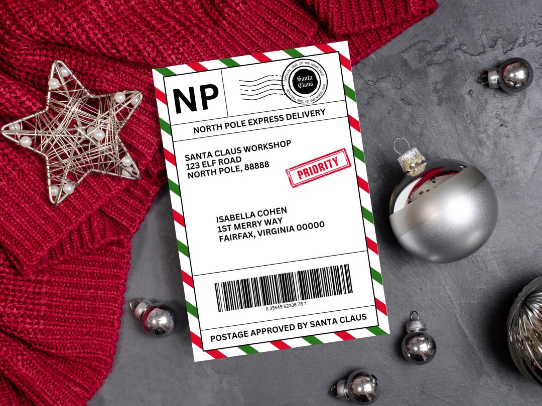 North Pole Shipping Label Template, Christmas Gift Label, Special ...