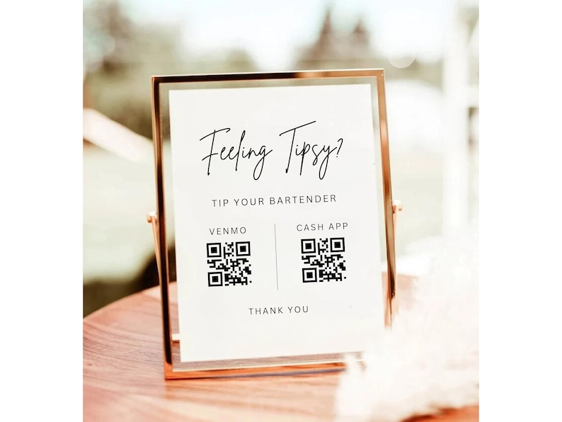 Bartender QR Code Tip Sign Template, Virtual Tips Sign, Venmo and Cash ...