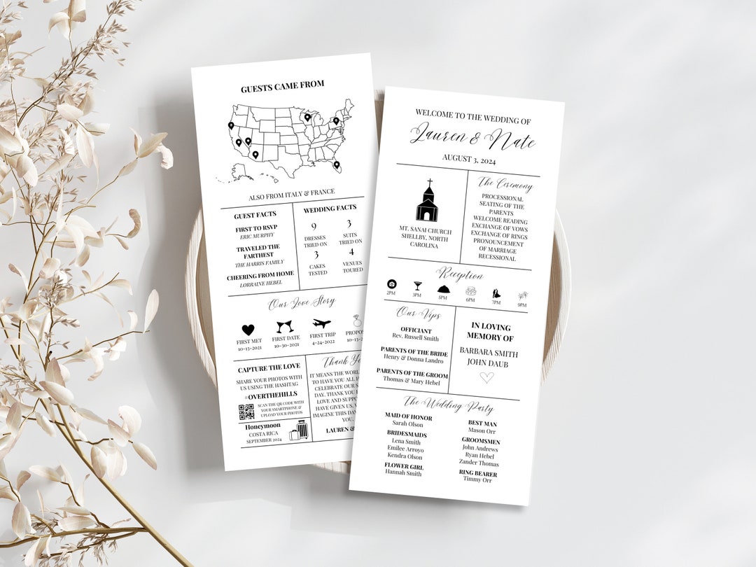 Infographic Program Template, Wedding Fun Facts With QR Code, Wedding ...