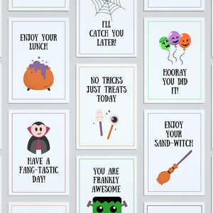Halloween Lunch Box Notes, Printable Lunch Notes for Kids, Cute ...