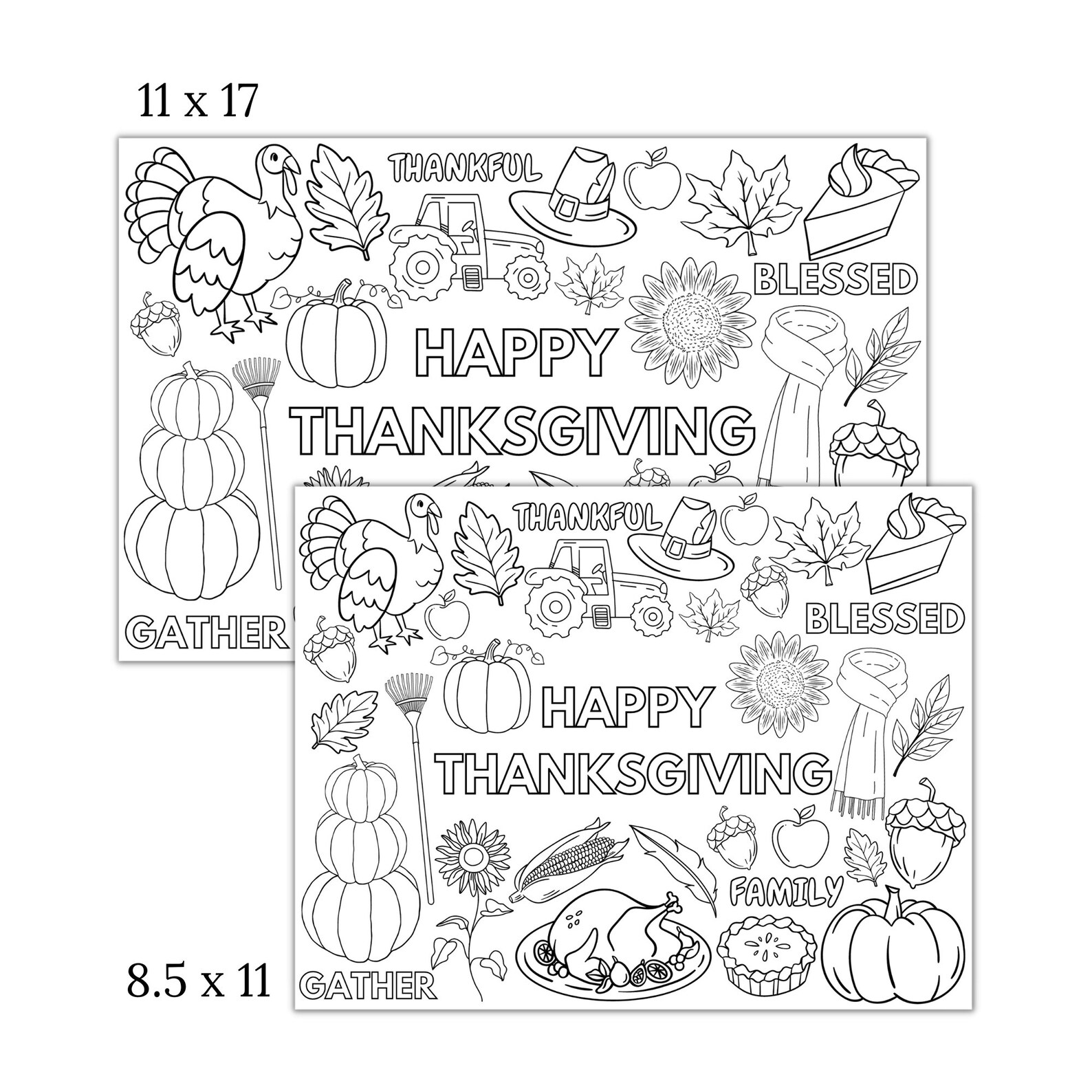 Thanksgiving Coloring Placemat: Kids Activity Sheet (instant Download ...