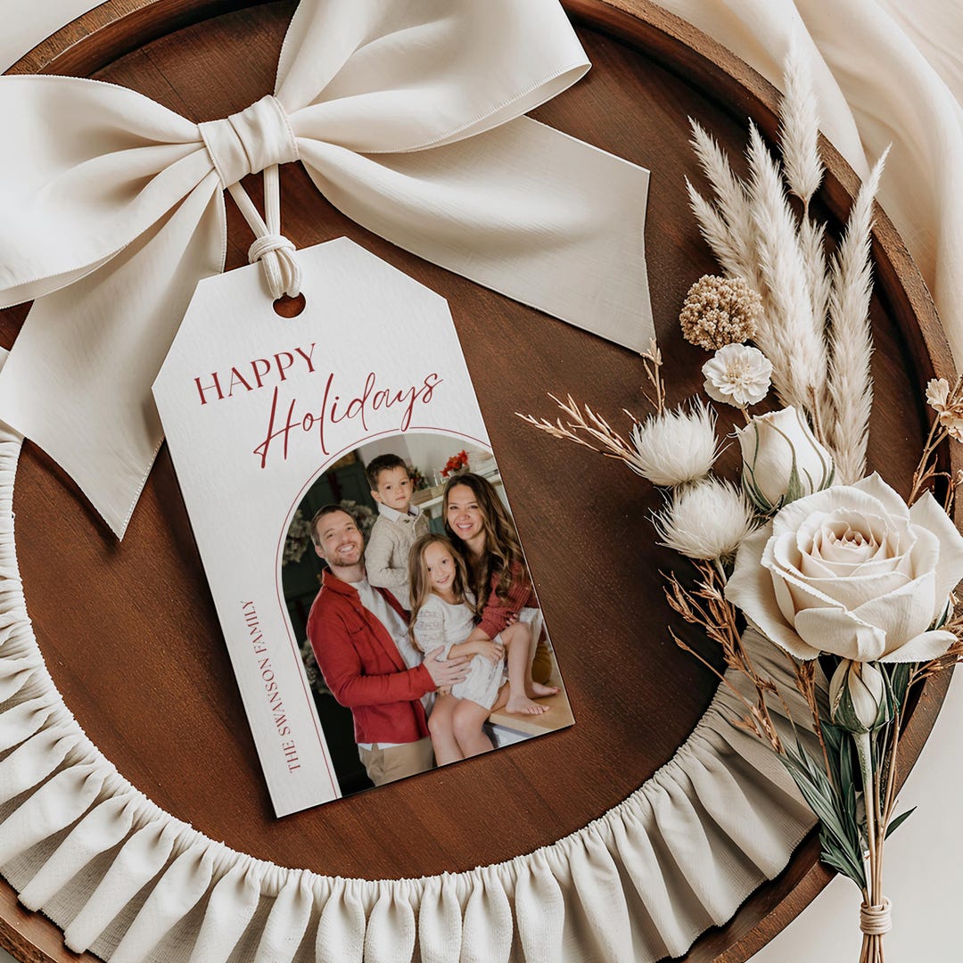 Custom Photo Holiday Tag Template | Printable Christmas Favor (canva ...