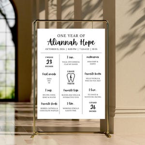 My First Year Milestone Sign, First Birthday Sign Canva Template ...