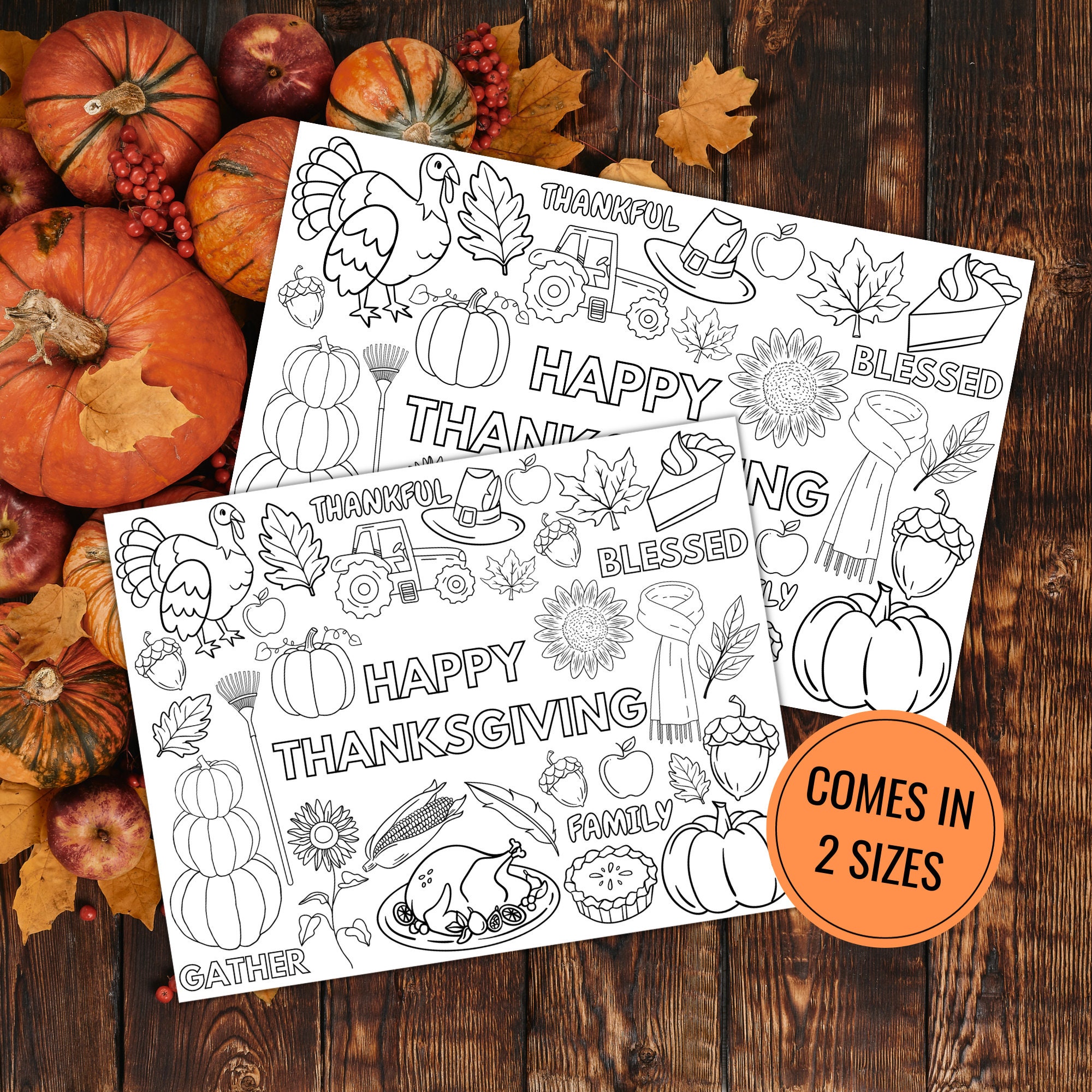 Thanksgiving Coloring Placemat: Kids Activity Sheet (instant Download ...