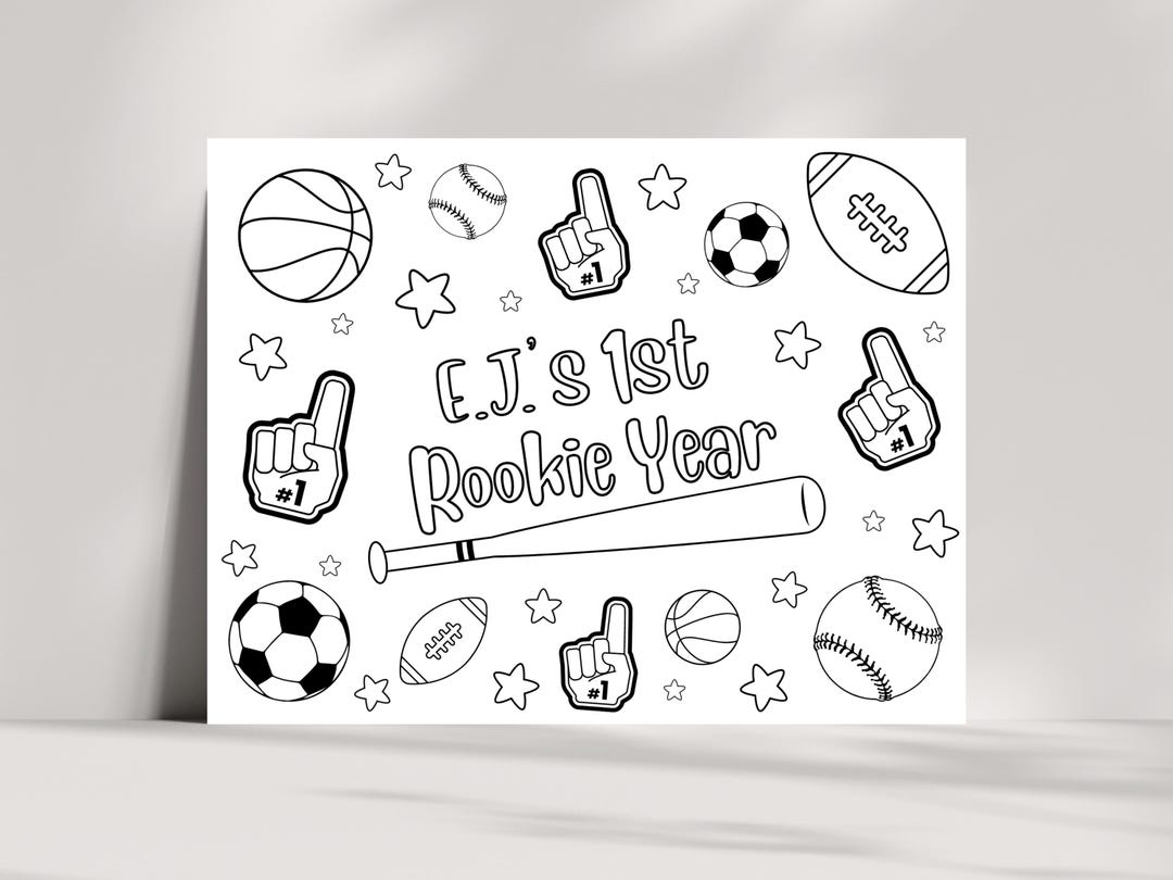 Sports Birthday Activity Sheet, Personalized Sports Coloring Placemat ...