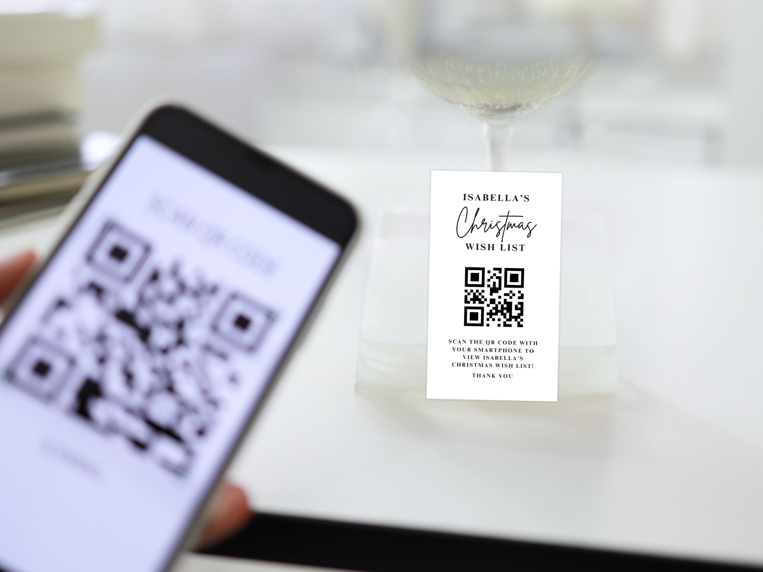 Christmas Wish List QR Code Card Insert: Canva Template (digital ...