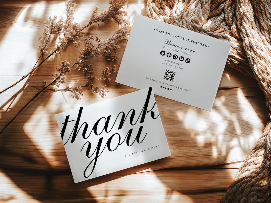 Thank You Card Template With QR Code, Small Business Package Insert - Etsy