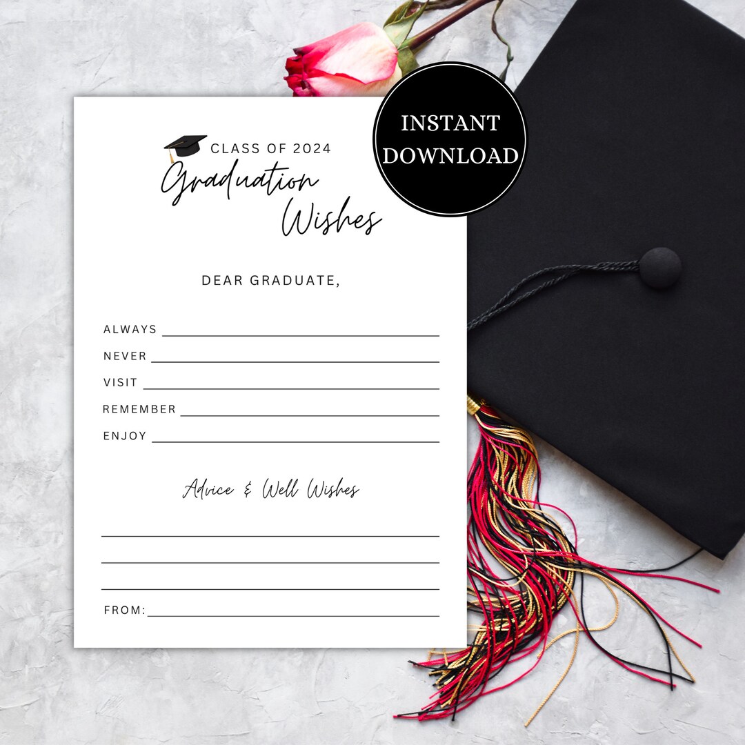 Graduation Advice Cards, Class of 2024, Printable Graduation Wishes ...