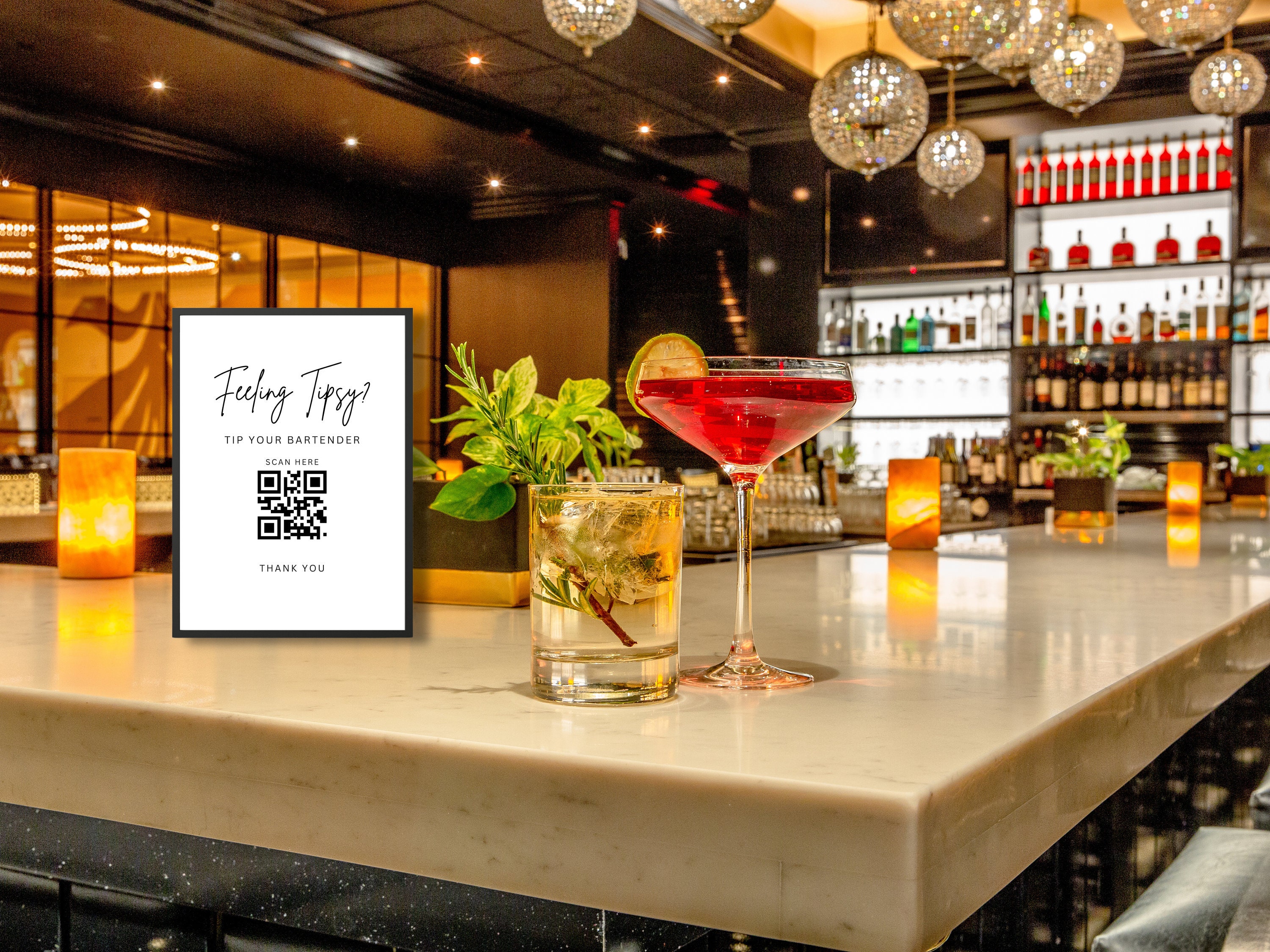 Bartender Tip Jar Sign: Editable QR Code Canva Template (digital ...