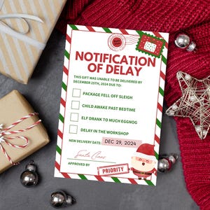 Notification of Delay Label Template, Late Christmas Gift Label, Santa ...