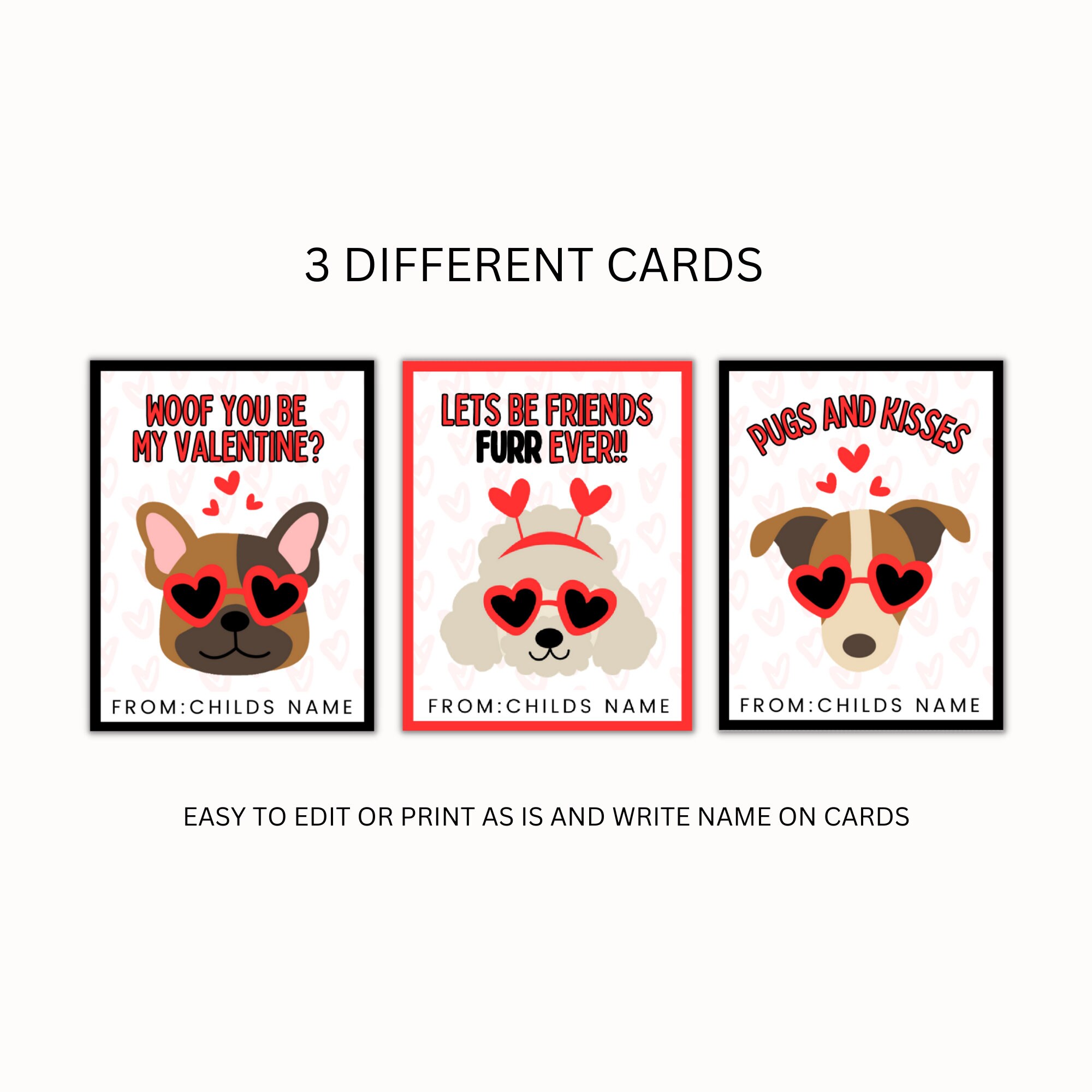 Printable Dog Valentine Cards, Valentines Day Gift Tags for Kids ...