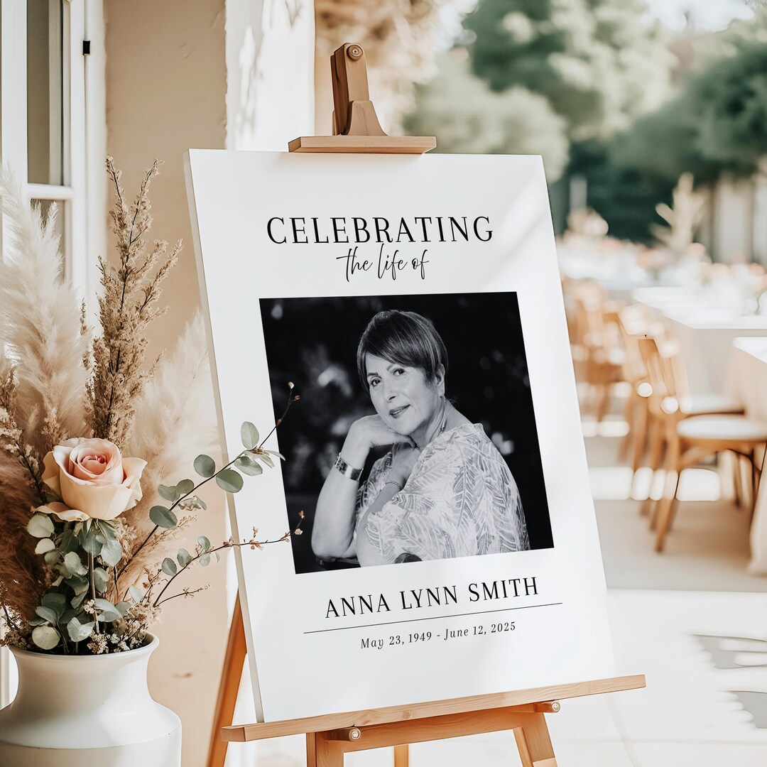 Memorial Welcome Sign Template, Celebration of Life Poster, Editable ...