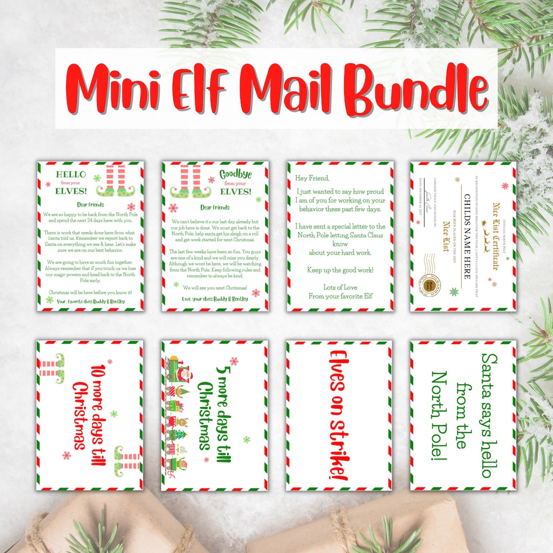 Printable Mini Elf Letters Nice List Certificate Hello and - Etsy
