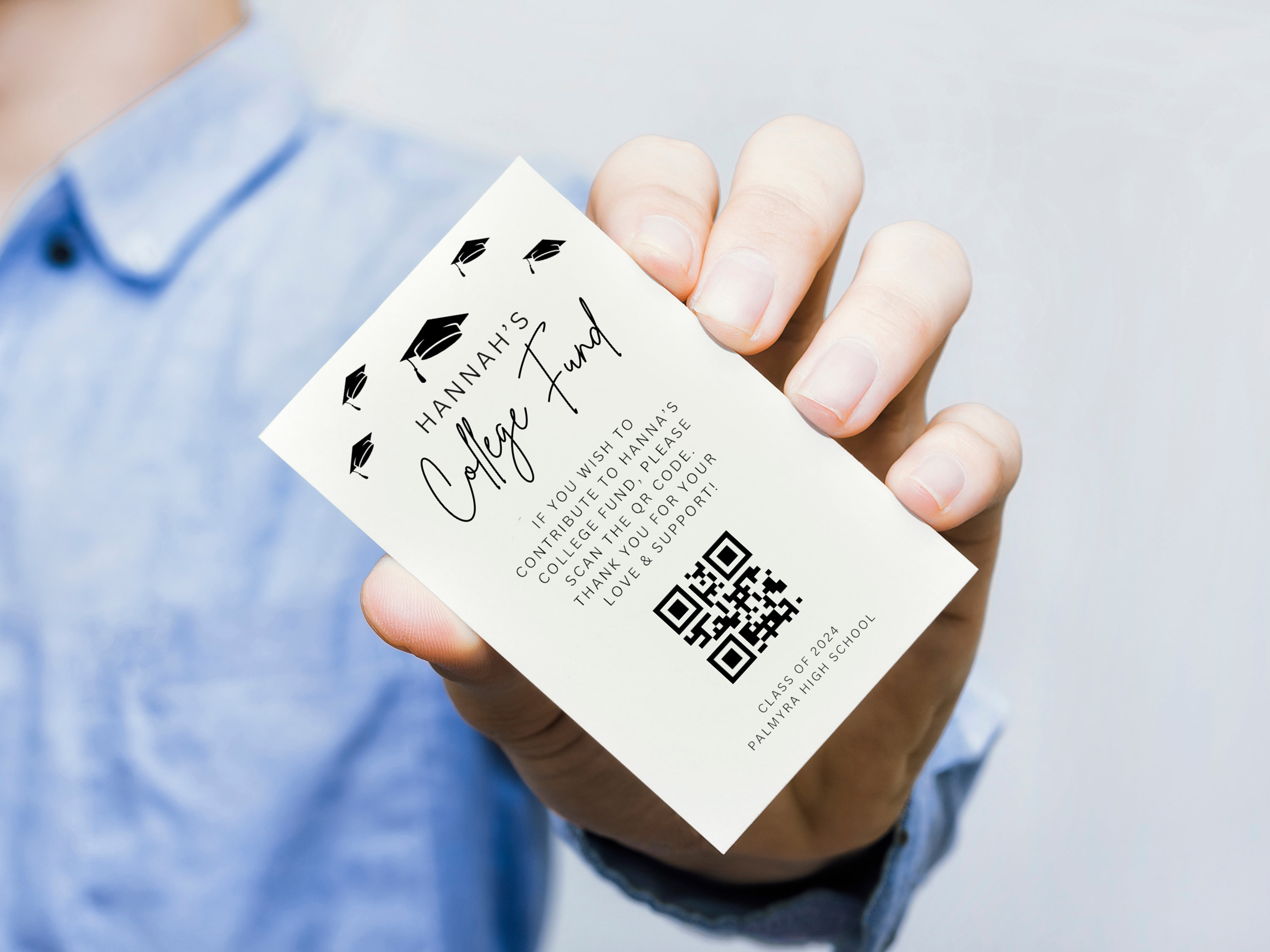 College Fund QR Code Graduation Insert Card: Editable Template (digital ...