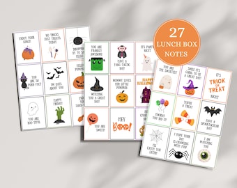 Halloween Lunch Box Notes Printable, Kids Lunch Notes, School Lunchbox ...