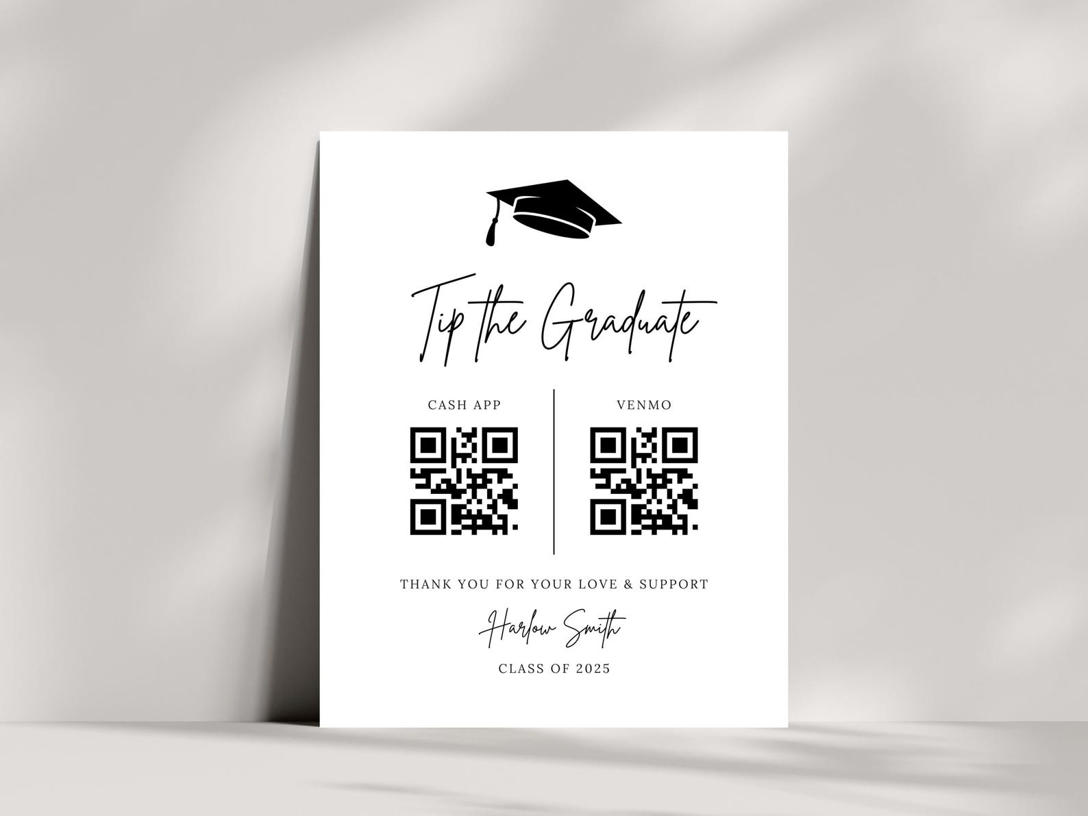Tip the Graduate Sign: Venmo & Cash App QR Code (canva Template ...