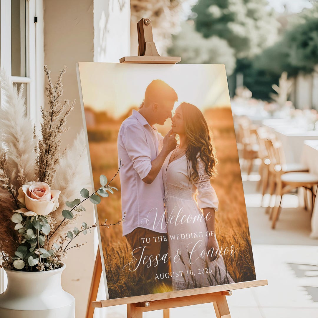 Photo Wedding Welcome Sign, Custom Photo Welcome Poster, Reception Sign ...
