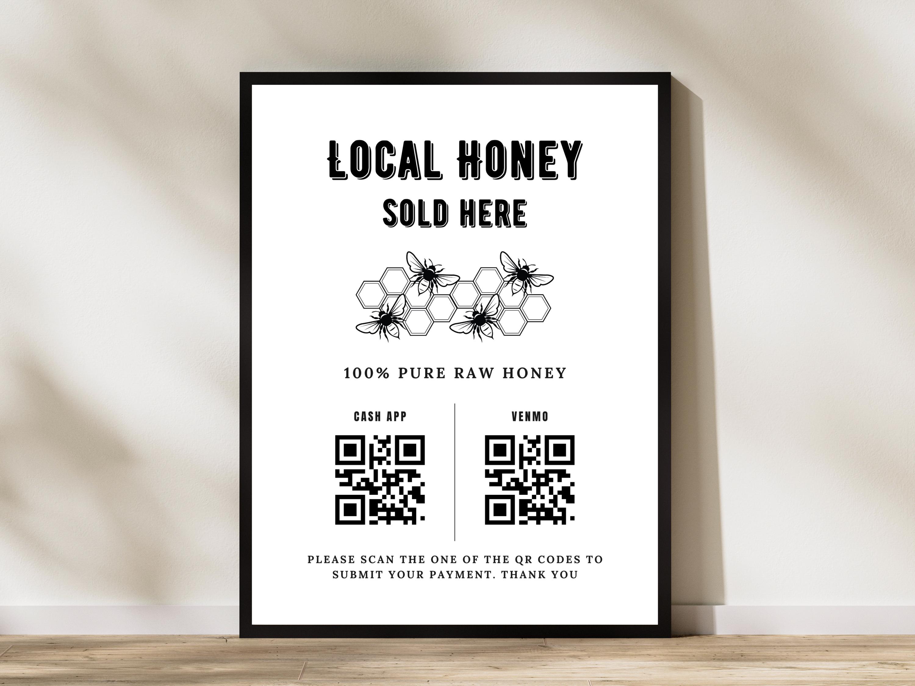 Local Honey QR Code Sign Template: Farm Market Payment (digital ...
