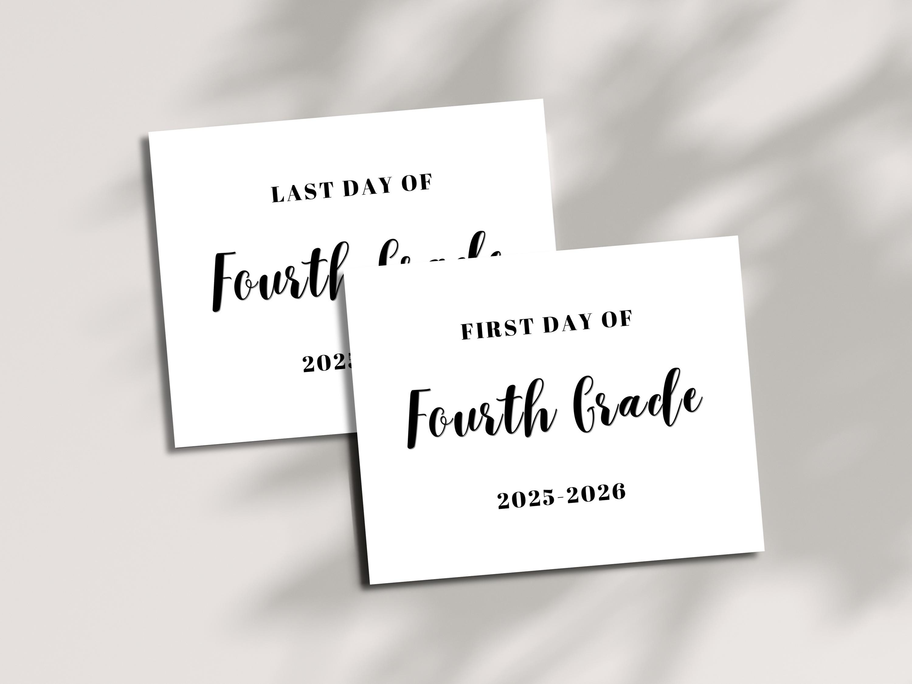 Fourth Grade School Sign: First & Last Day Photo Prop (instant Download ...
