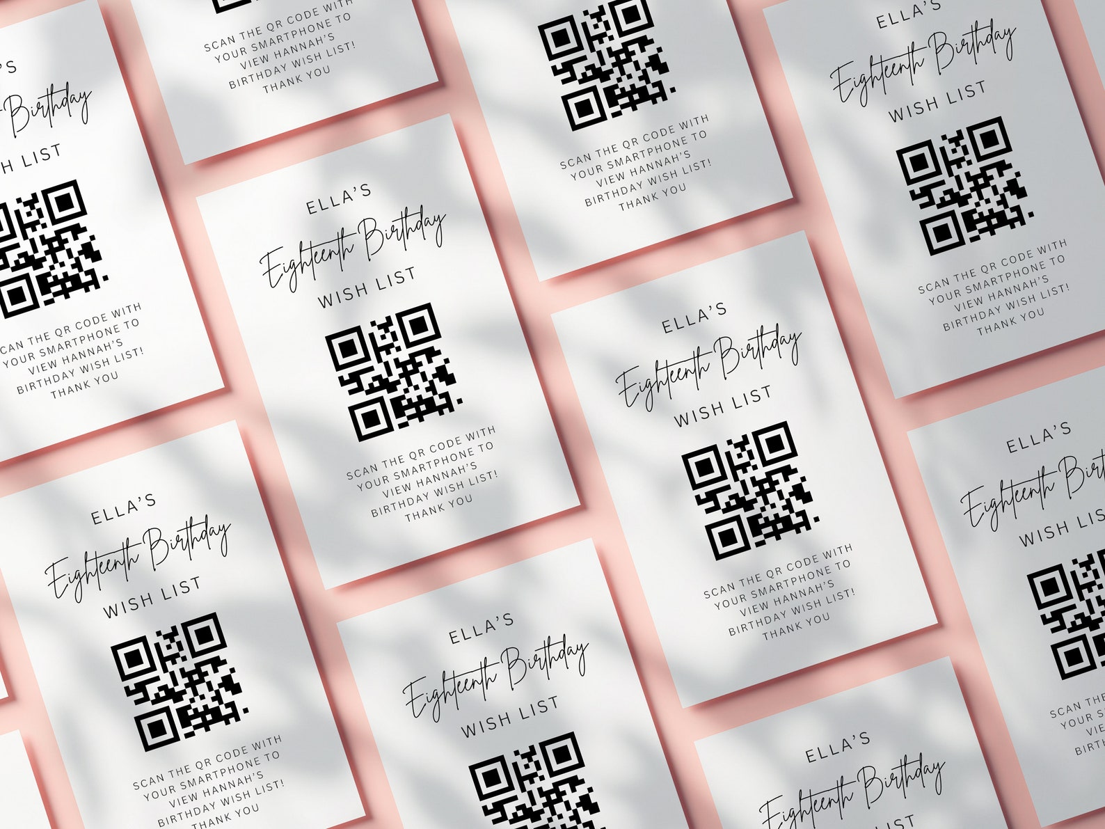 Birthday Wish List QR Code Insert Card Template (digital Download) - Etsy