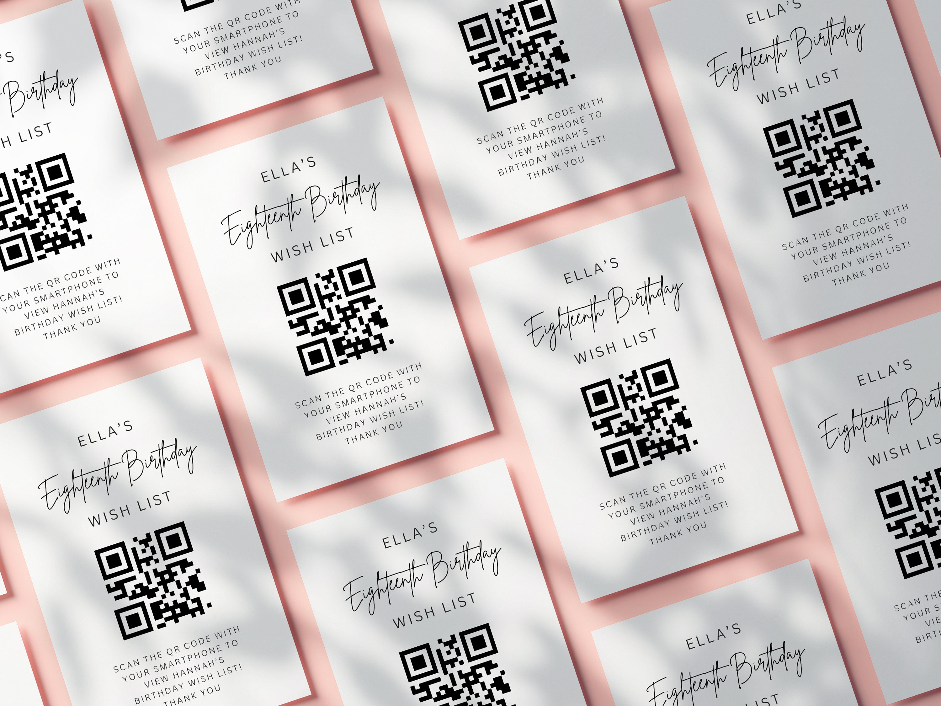 Birthday Wish List QR Code Insert Card Template (digital Download) - Etsy