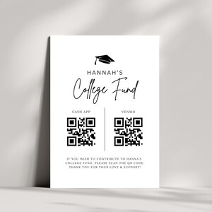 Double QR Code College Fund Sign, Venmo and Cash App QR Code ...