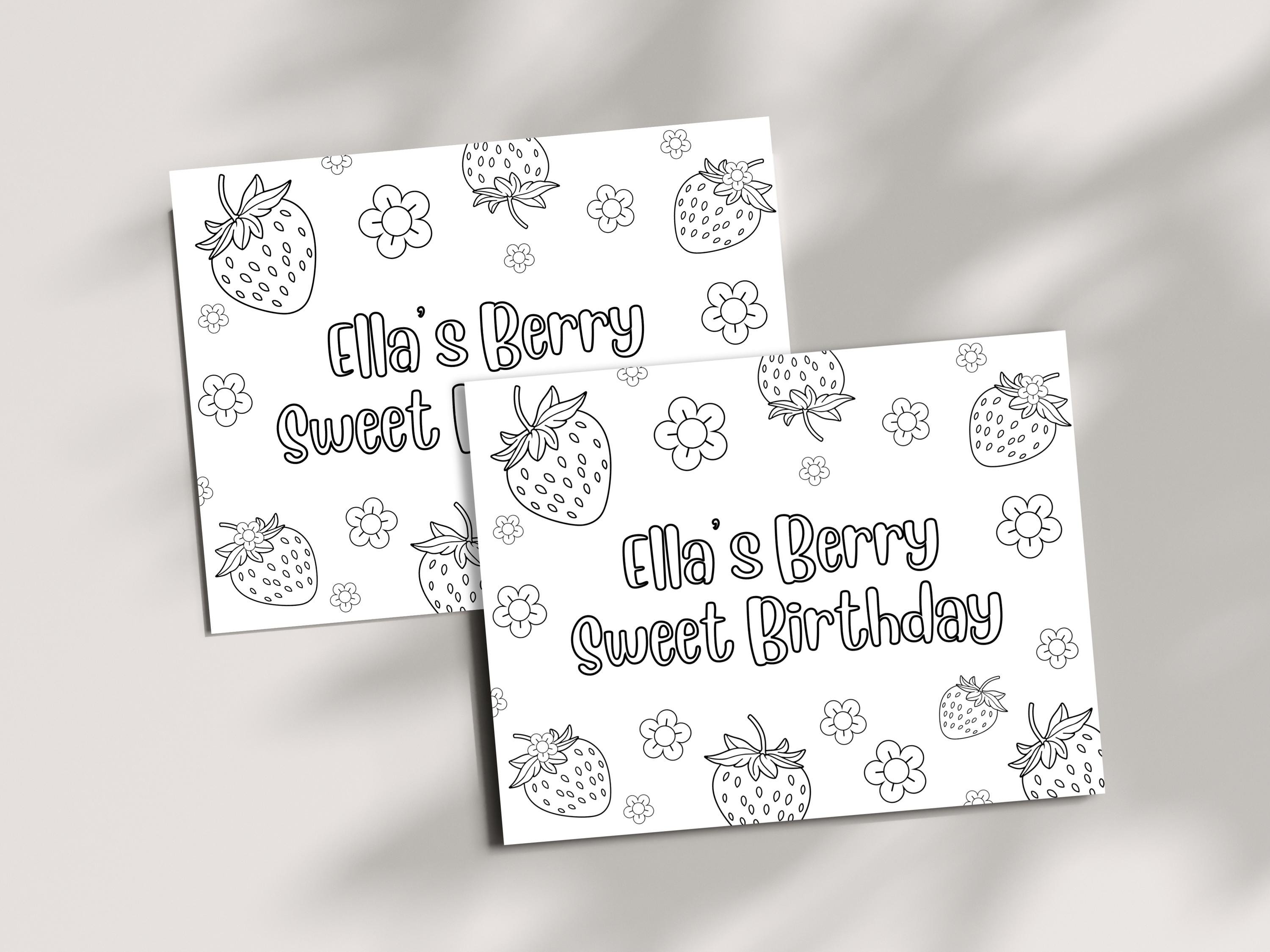Strawberry Activity Sheet, Berry Sweet Personalized Coloring Page ...