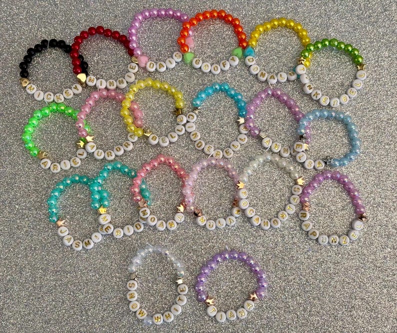 Disney Princess Inspired Crown Bead Bracelets With Colorful Beads ...