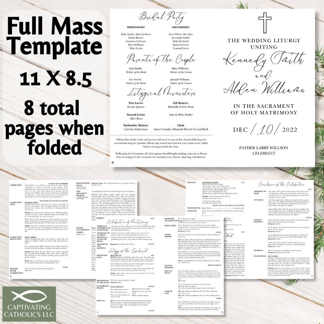 Catholic Wedding Mass Program Full Readings- Simple - Etsy
