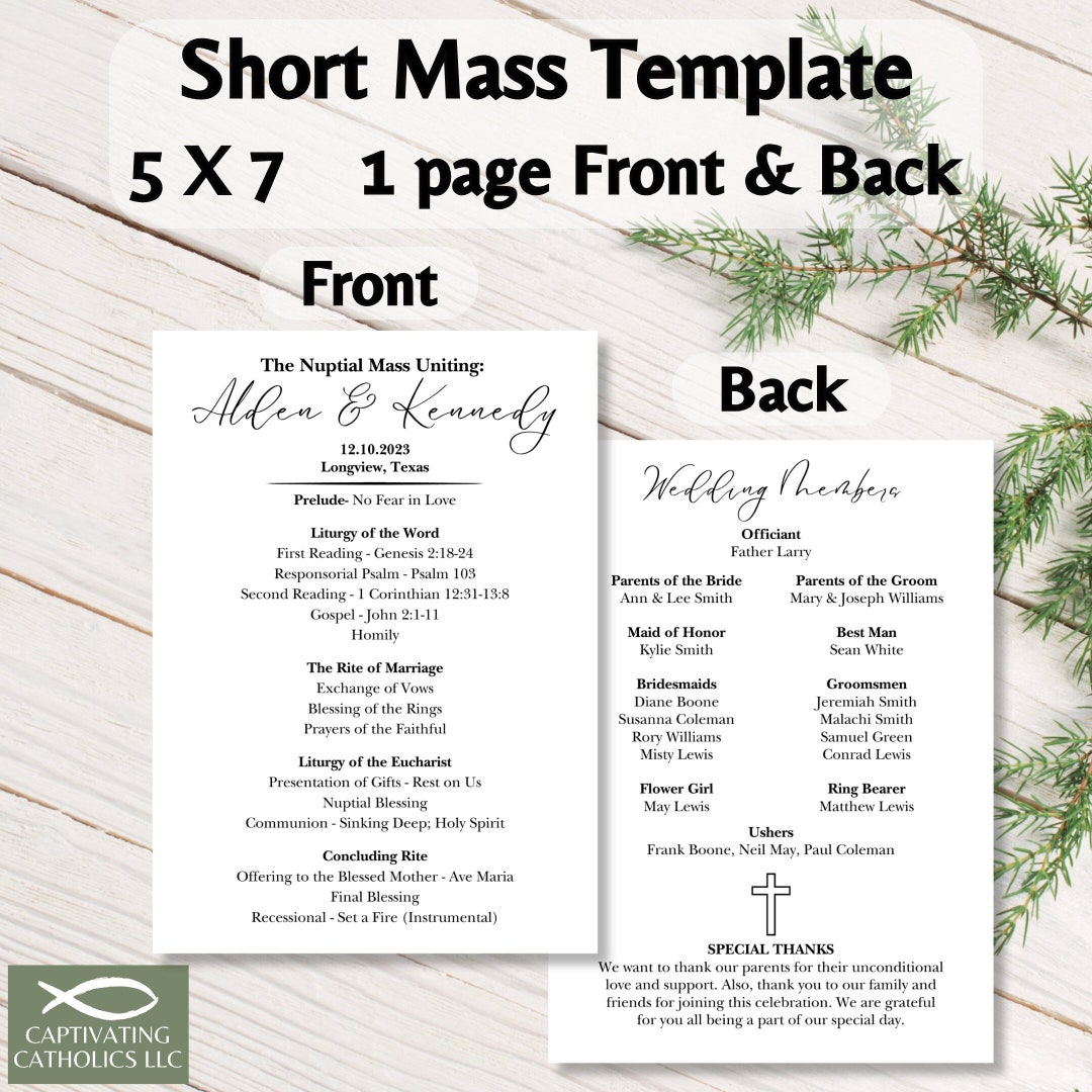 Wedding Template Catholic Bundle- Simple - Etsy
