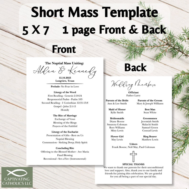 Wedding Template Catholic Bundle- Simple - Etsy