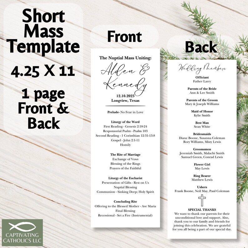 Wedding Template Catholic Bundle- Simple - Etsy