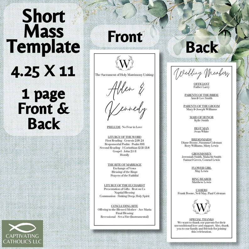 Wedding Program Template- Monogram Classic - Etsy
