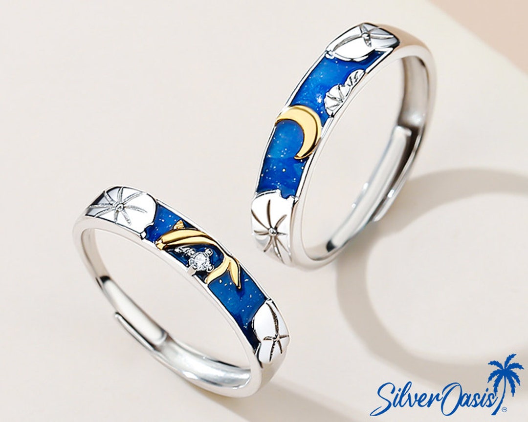 Koi Fish Pond Couple Rings Set Adjustable Matching Rings - Etsy