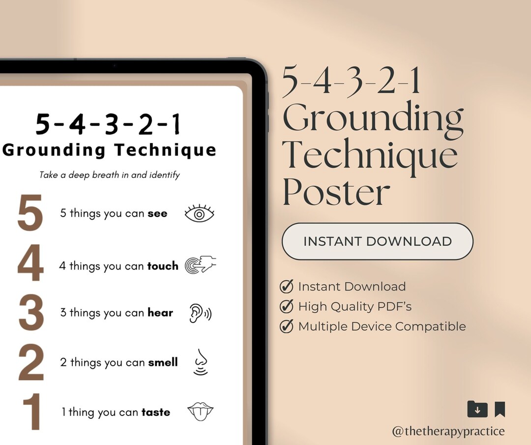 Grounding Mindfulness Poster, Breathing Technique, Social Emotional ...
